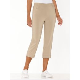 3/4-Hose Classic Basics, Damen, Gr. 48, Normalgr&ouml;&szlig;en, beige, 85% Polyester, 12% Viskose, 3% Elasthan, unifarben, Hosen