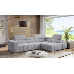 Ecksofa, B:307cm H:73cm T:201cmgrau, exxpo - SOFA FASHION, Wohnzimmer, Sofas, "Elianos, hoher Sitzkomfort, aufwendige Kreuzsteppung im Sitz, L-Form"