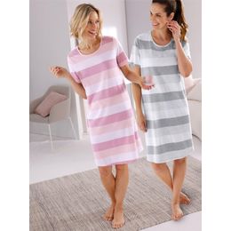 w&auml;schepur Sleepshirt W&Auml;SCHEPUR "Sleepshirts", Damen, Gr. 52/54, Normalgr&ouml;&szlig;en, ros&eacute;, wei&szlig;, gestreift, steingrau, wei&szlig;, gestreift, 65% Polyester, 35% Baumwolle, 75% Baumwolle, 4% Elasthan, 21% Polyester, gemustert, gestreift, Kleider Sleepshirt