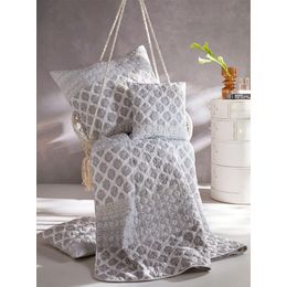 Kissenh&uuml;lle, wei&szlig;, grau, B:80cm L:80cm, Polyester, 100% Polyester, Kissenbez&uuml;ge, Kissenh&uuml;lle
