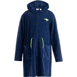 Kinderbademantel Kangaroosblau, Leichtfrottier, Hausm&auml;ntel, "Kira, Ideal f&uuml;r Zuhause, Schwimmbad oder im Urlaub", modernen, sportliches Design,