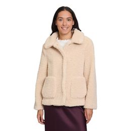 Pl&uuml;schjacke Cartoon "Damen mit Kragen", Damen, Gr. 34, beige, Obermaterial: 100% Polyester; Futter: 100% Polyester, l&auml;ssig geschnitten, Rundhals, Jacken