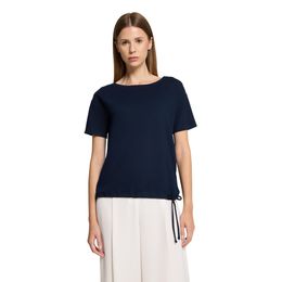Kurzarmshirt Betty Barclay "Damen mit Tunnelzug", Damen, Gr. 36, blau (dunkelblau), Jersey, Obermaterial: 75% Polyester, 22% Viskose, 3% Elasthan, figurumspielend normal, U-Boot-Ausschnitt, Shirts
