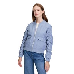 Jackenblazer Cartoon "Damen mit Raffung", Damen, Gr. 34, blau (stonewash), Obermaterial: 62% Polyamid, 38% Polyester; Futter: 100% Polyester, gerade normal, Blazer, Raffung