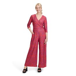 Overall Cartoon "Damen mit weitem Bein", Damen, Gr. 38, Normalgr&ouml;&szlig;en, bunt (orange, lila), Obermaterial: 95% Polyester, 05% Elasthan, tailliert, V-Ausschnitt, Overalls Overall, Design