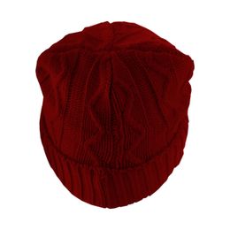 MSTRDS Damen Beanie "MSTRDS Unisex Beanie Cable Flap"maroon, Kunstfaser, M&uuml;tzen
