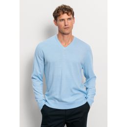 Strickpullover OLYMP "OLYMP Casual Strick", Jungen, Gr. M, hellblau, 100% Schurwolle, Pullover Strickpullover