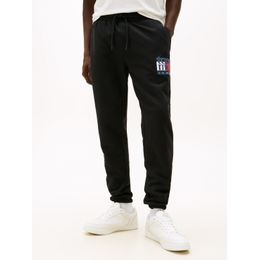 Tommy Jeans Herren Sweathose "TJM RWB FLAG"schwarz, Gr. M, Web, Obermaterial: 100% Baumwolle, Hosen, Jogginghose, Print, elastischer Bund, slim fit