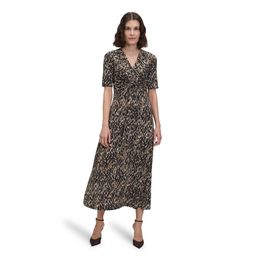 Maxikleid Betty Barclay "Damen mit Raffung", Damen, Gr. 40, Normalgr&ouml;&szlig;en, blau (dunkelblau, braun), Obermaterial: 94% Polyester, 6% Elasthan, k&ouml;rpernah lang, V-Ausschnitt, Kleider Maxikleid
