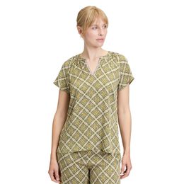 Shirtbluse Cartoon "Damen mit Muster", Damen, Gr. 44, bunt (gr&uuml;n, violett), Obermaterial: 100% Viskose, l&auml;ssig geschnitten normal, U-Boot-Ausschnitt, Blusen
