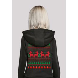 Kapuzenpullover F4NT4STIC "Christmas Weihnachten Reindeers", Damen, Gr. L, schwarz, Obermaterial: 65% Baumwolle, 35% Polyester, relaxed fit, Pullover Sweatshirt Hoodie, Premium Qualit&auml;t, Weihnachten, Geschenk