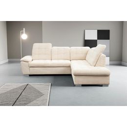 Ecksofa WERK2, B:265cm H:103cm T:215cmnatur, 90% Polyester, 10% Nylon, Wohnzimmer, Sofas, "Bonny inkl. Kopfteilverstellung, Bettfunktion, Stauraum,