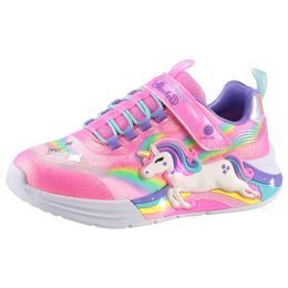 Sneaker Skechers "UNICORN CHASER", Mädchen, Gr. 31, bunt (pink, multi), Textil, Glitzer, animal-print, kontrastfarbene Details, Schuhe Sneaker, Glitzer,-Blinkschuh zum Schlupfen, Größenschablone zum Download