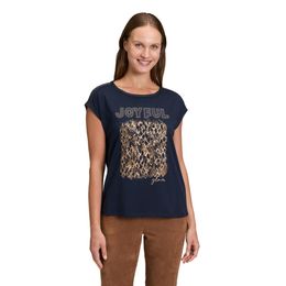 Kurzarmshirt Betty Barclay "Damen mit U-Boot-Ausschnitt", Damen, Gr. 40, blau (dunkelblau, ros&eacute;), Jersey, Obermaterial: 50% Baumwolle, 50% Modal, loose fit normal, U-Boot-Ausschnitt, Shirts