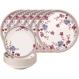 Villeroy & Boch VILLEROY & BOCH Geschirr-Set "Pizza- & Pasta Set Artesano Proven&ccedil;al Lavendel 12 tlg. 6er Set bunt", 12 tlg., bunt, Geschirr-Sets