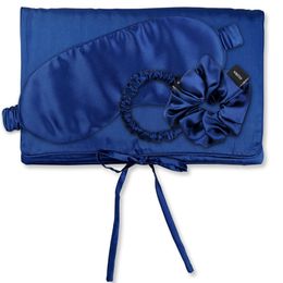 AILORIA Damen Seidentuch "Tasche, Schlafmaske, Scrunchie S & Scrunchie M TRAVEL SET", blau, Obermaterial: 100% Seide silk., Modetücher