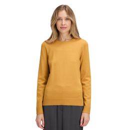 Strickpullover Betty Barclay "Damen mit Rundhalsausschnitt", Damen, Gr. 44, gold, Strick, Obermaterial: 55% Viskose, 30% Polyester, 15% Polyamid, Basic, gerade lang, Rundhals, Pullover Strickpullover