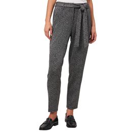 Stoffhose Zero "Damen Herringbone mit Bindeg&uuml;rtel 28 Inch", Damen, Gr. 36, Normalgr&ouml;&szlig;en, schwarz (schwarzcream), Obermaterial: 53% Polyester, 46% Viskose, 1% Elasthan, Fischgratmuster, figurbetont lang, Hosen Stoffhose, G&uuml;rtel