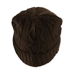 MSTRDS Damen Beanie "MSTRDS Unisex Beanie Cable Flap"chocolate, Kunstfaser, M&uuml;tzen