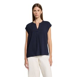 Schlupfbluse Betty Barclay "Damen unifarben", Damen, Gr. 42, blau (dunkelblau), Obermaterial: 100% Viskose, figurumspielend normal, Rundhals, Blusen Schlupfbluse