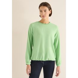 Langarmbluse Cecil, Damen, Gr. L (42), bamboo gr&uuml;n, Stoff, 56% Viskose, 43% Polyester, 1% Elasthan, Strukturmuster, normal normal, Rundhals, B&uuml;ndchen, Blusen