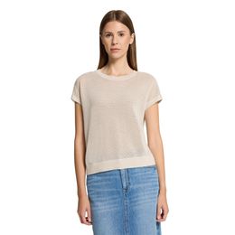 Stricktop Betty Barclay "Damen ohne Arm", Damen, Gr. 36, beige, Strick, Obermaterial: 50% Baumwolle, 50% Polyacryl, l&auml;ssig geschnitten normal, Rundhals, Tops Stricktop