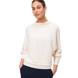 Strickpullover Zero "Damen strukturiert mit Stehkragen", Damen, Gr. 44, eggnog, Strick, Obermaterial: 50% Viskose, 30% Polyester, 20% Polyamid, unifarben, figurumspielend normal, weit B&uuml;ndchen krempelbar, Pullover Strickpullover, Plain/ohne Details