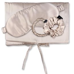 AILORIA Damen Seidentuch "Tasche, Schlafmaske, Scrunchie S & Scrunchie M TRAVEL SET", beige, Obermaterial: 100% Seide silk., Modetücher