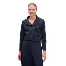 Jackenblazer Vera Mont "Damen mit Rei&szlig;verschluss", Damen, Gr. 44, blau (night sky), Cr&ecirc;pe, Obermaterial: 87% Polyester, 13% Elasthan; Futter: 100% Polyester, figurbetont kurz, asymmetrischer Ausschnitt, Blazer, Rei&szlig;verschluss