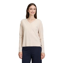 BETTY & CO Strickpullover BETTY & CO "Damen mit V-Ausschnitt", Damen, Gr. 36, beige, Strick, Obermaterial: 50% Viskose, 27% Polyamid, 23% Polyester, gerade normal, V-Ausschnitt, Pullover Strickpullover