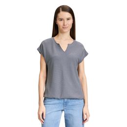 BETTY & CO Kurzarmshirt BETTY & CO "Damen mit Struktur", Damen, Gr. M, blau (dunkelblau, wei&szlig;), Obermaterial: 78% Viskose, 20% Polyester, 2% Elasthan, loose fit normal, Rundhals, Shirts, Material