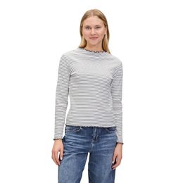 Kurzarmshirt Cartoon "Damen mit Kragen", Damen, Gr. 34, schwarz (wei&szlig;, schwarz), Obermaterial: 95% Baumwolle, 05% Elasthan, tailliert normal, Shirts