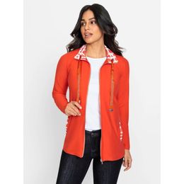 Shirtjacke Inspirationen "Shirtjacke", Damen, Gr. 44, orange (orange, ecru, gemustert), 92% Polyester, 8% Elasthan, gemustert, mehrfarbig, unifarben, Shirts Shirtjacke