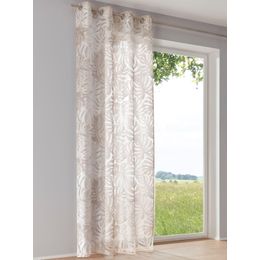 Gardine HEINE HOME Gr. 1, wei&szlig;, beige, B:130cm H:145cm, Polyester, Viskose, Gardinen, Gardine