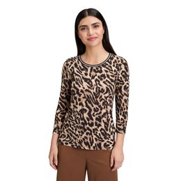 3/4-Arm-Shirt Betty Barclay "Damen mit Rippb&uuml;ndchen", Damen, Gr. 36, schwarz (schwarz, beige), Jersey, Obermaterial: 95% Viskose, 5% Elasthan, tailliert normal, Rundhals, Shirts 3/4-Arm-Shirt