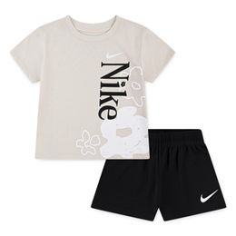 Nike Sportswear Mädchen T-Shirt & Shorts "NKG WILD FLOWER TEE MESH SHORT", schwarz, Gr. 122, Obermaterial: 60% Baumwolle, 40% Polyester. Obermaterial