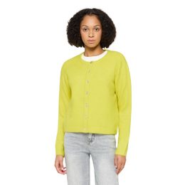Strickjacke Cartoon "Damen mit Rundhalsausschnitt", Damen, Gr. 34, neon gelb, Obermaterial: 60% Polyacryl, 31% Polyester, 6% Wolle, 3% Elasthan, oversize normal, Rundhals, Strickjacken Strickjacke