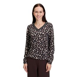 Kurzarmshirt Betty Barclay "Damen mit Gummizug", Damen, Gr. 36, braun (braun, beige), Jersey, Obermaterial: 50% Modal, 50% Baumwolle, figurumspielend normal, V-Ausschnitt, Shirts