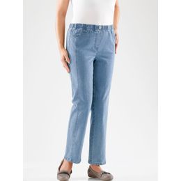 Schlupfjeans Classic Basics, Damen, Gr. 205, Extrakurzgrößen, blau (blau, bleached), 98% Baumwolle, 2% Elasthan, unifarben, lang, Jeans Schlupfjeans