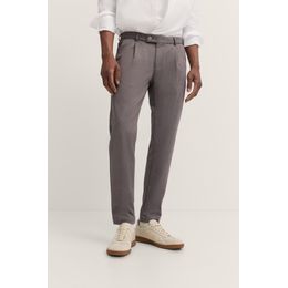 Bundfaltenhose Bugatti "Tapered Fit", Herren, Gr. 36, Länge 34, braun (80, braun), 62% Polyester, 15% Lyocell, 13% Baumwolle, 7% Polyamid, 3% Elasthan, unifarben, gerade, unten schmal, Hosen, mit Flexcity Jersey Stretch
