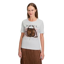 Kurzarmshirt Betty Barclay "Damen mit Aufdruck", Damen, Gr. 44, wei&szlig; (patch wei&szlig;, braun), Jersey, Obermaterial: 95% Baumwolle, 5% Elasthan, tailliert normal, Rundhals, Shirts