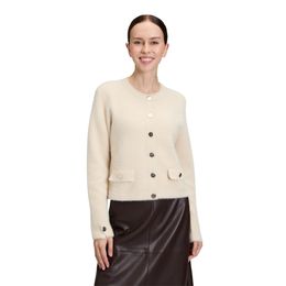 Strickjacke Betty Barclay "Damen mit Knopfleiste", Damen, Gr. 46, beige, Strick, Obermaterial: 55% Polyester, 45% Polyamid, gerade, Rundhals, Strickjacken Strickjacke