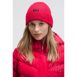 SOCCX Damen Strickm&uuml;tzelovely rot, unifarben, Materialmix, M&uuml;tzen, mit breitem Umschlag