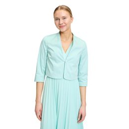 BETTY & CO Bolerojacke BETTY & CO "Damen unifarben", Damen, Gr. 38, blau (pastel turquoise), Obermaterial: 97% Baumwolle, 3% Elasthan; Futter: 100% Polyester, tailliert, &Auml;rmel mit &Auml;rmelschlitz, Jacken