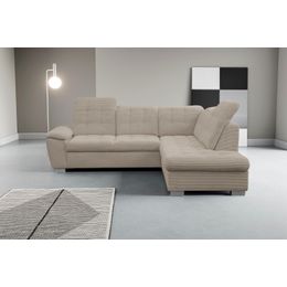 Ecksofa WERK2, B:265cm H:103cm T:215cmbeige, 90% Polyester, 10% Nylon, Wohnzimmer, Sofas, "Bonny inkl. Kopfteilverstellung, Bettfunktion, Stauraum,