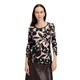 3/4-Arm-Shirt Betty Barclay "Damen mit Rundhalsausschnitt", Damen, Gr. 38, braun (beige, braun), Jersey, Obermaterial: 95% Viskose, 5% Elasthan, tailliert normal, Rundhals, Shirts 3/4-Arm-Shirt