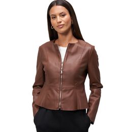 Jackenblazer Zero "Damen in Lederoptik", Damen, Gr. 36, cappuccino, Stoff, Obermaterial: 100% Polyester, beschichtet, figurbetont hüftlang, eng, Blazer, weiteres Detail