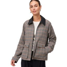 Fieldjacket Zero "Damen kariert mit Klappentaschen", Damen, Gr. 34, beigebraun, Web, Obermaterial: 84% Polyester, 12% Wolle, 2% Polyacryl, 1% Viskose, 1% Polyamid, kariert, figurbetont, Jacken