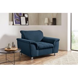 Sessel DOMO collection, B:120cm H:81cm T:105cm, blau, Wohnzimmer, Sessel, "Franzi, zeitlos und elegant, moderne Sitzheftung", wahlweise mit