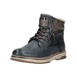 Schn&uuml;rstiefelette Tom Tailor "Tom Tailor Stiefelette Lederimitat/Textil", Damen, Gr. 43, navy, Lederimitat, Textil, Schuhe Schn&uuml;rstiefelette